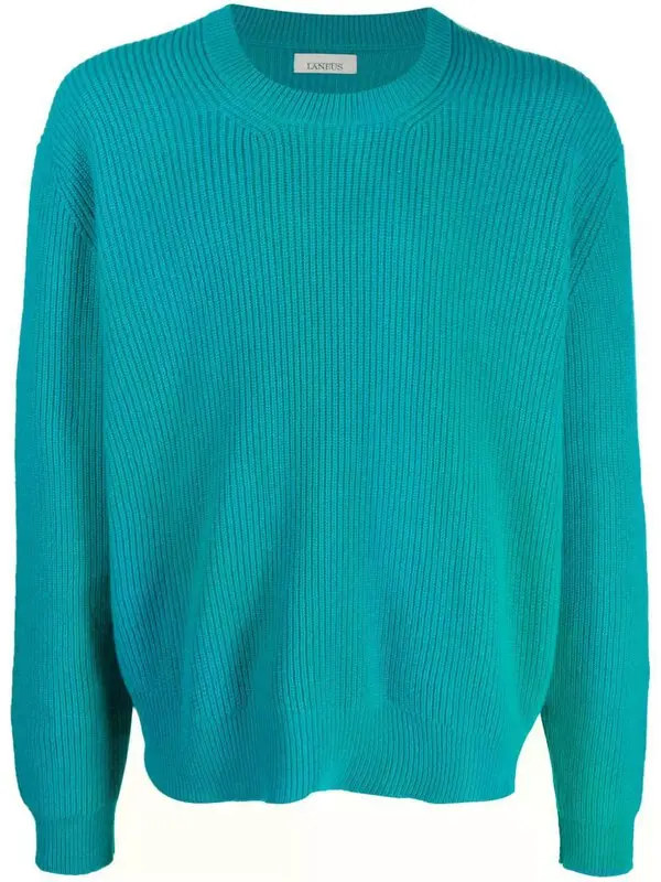 LANEUS Ribbed Knit Crew-neck Jumper