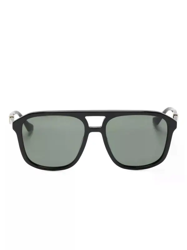 Gucci Web-detailed Navigator-frame Sunglasses - Black