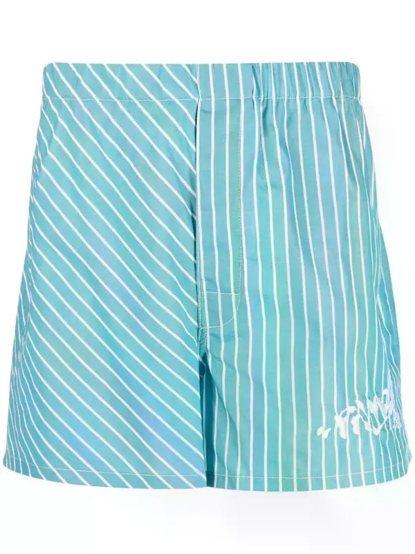 PALMER Logo-print Striped Cotton Shorts - Blue