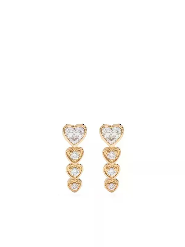 Shay 18kt Yellow Diamond Heart Drop Earrings - Gold