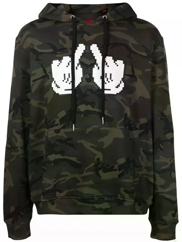 MOSTLY HEARD RARELY SEEN 8-BIT Double F-print Cotton Hoodie - Green