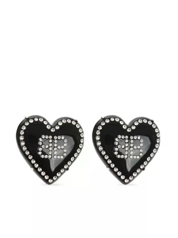 Balenciaga Heart-shaped Earrings - Black