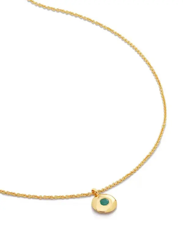 Monica Vinader 18kt Recycled Vermeil Birthstone Emerald Pendant Necklace - Gold