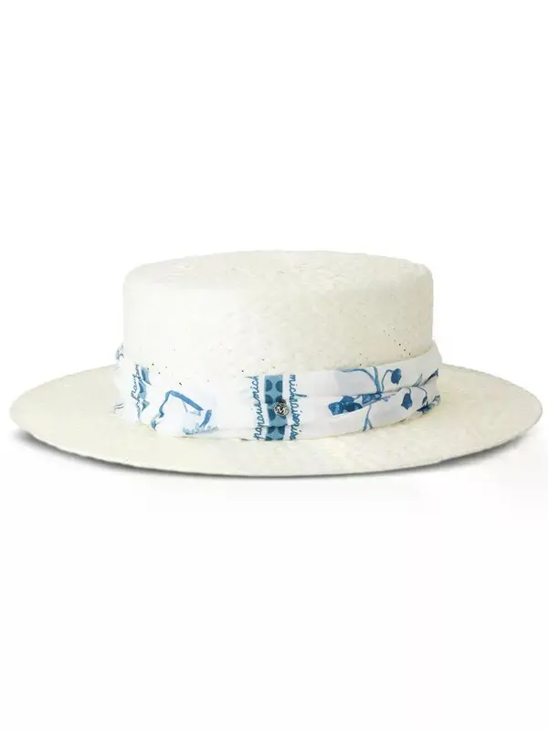 MAISON MICHEL Kiki Straw Boater Hat - White