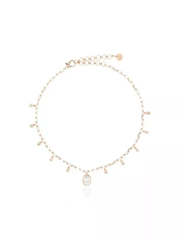Shay 18kt Rose Gold And Diamond Drop Necklace - Pink