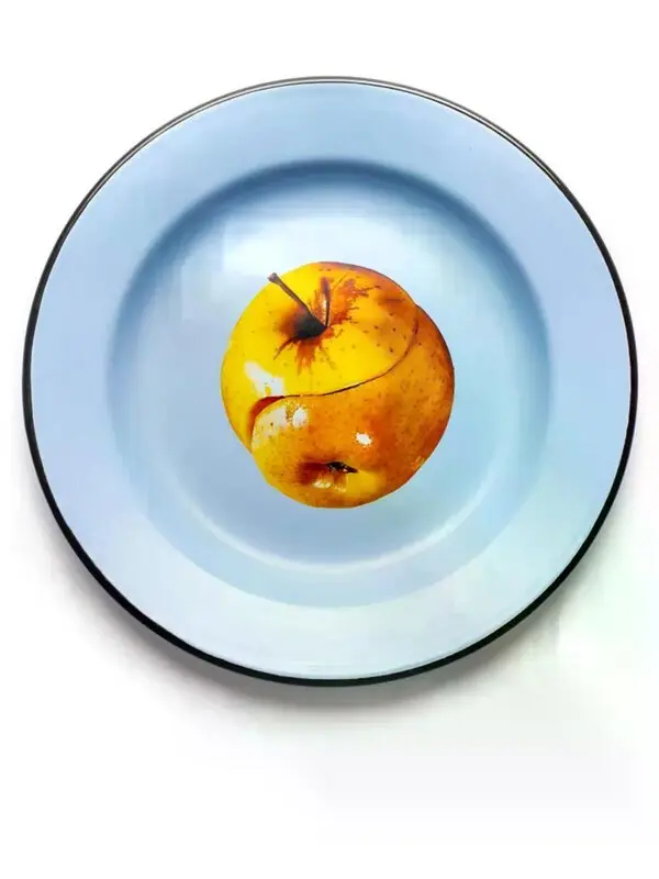 SELETTI 16843 Enamel Apple Plate - Blue