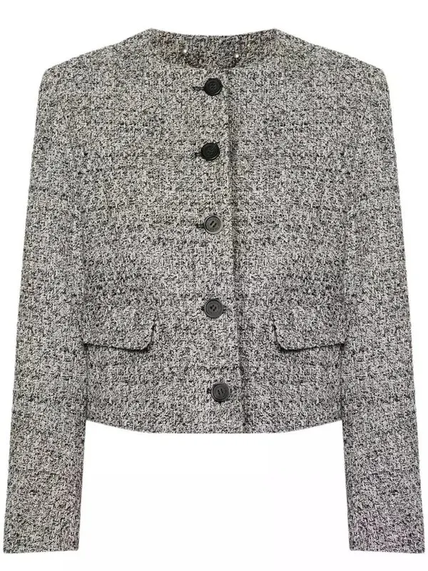 GOLDEN GOOSE Bouclé Cropped Jacket - Black