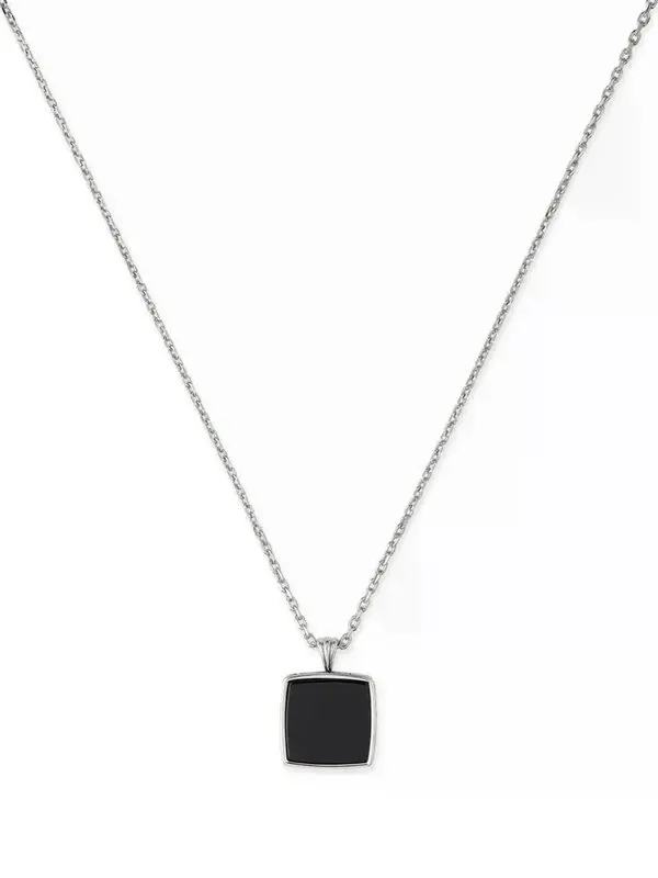 Emanuele Bicocchi Square Onyx Pendant Necklace - Silver