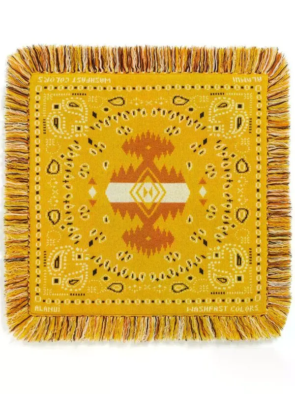 Alanui Bandana Jacquard Virgin-wool Cushion - Yellow