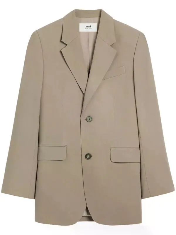 AMI Paris Single-breasted Virgin Wool Coat - Neutrals