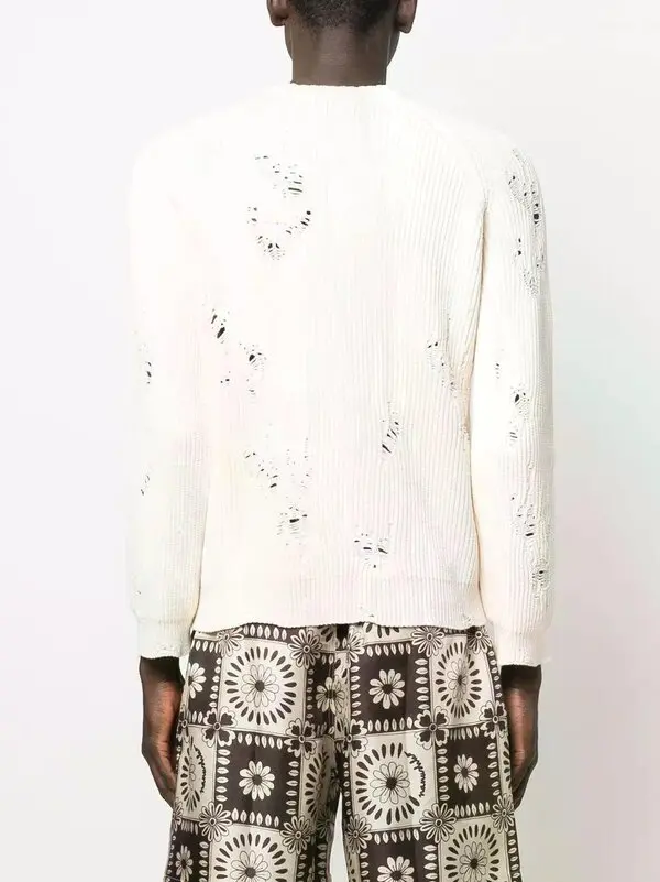 LANEUS Ripped Ribbed-knit Jumper