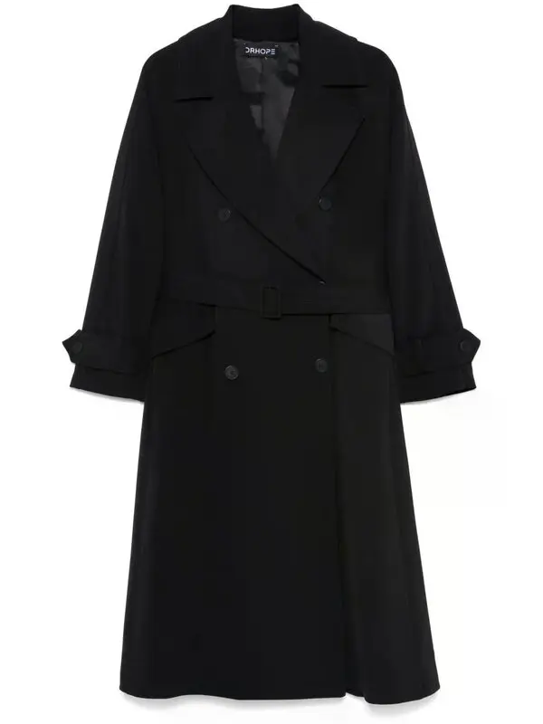 DRHOPE Belted Double-breasted Trench Coat