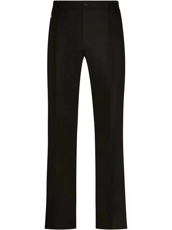 Dolce & Gabbana Stretch-cotton Trousers With Dg Patch