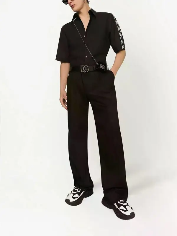 Dolce & Gabbana Stretch-cotton Trousers With Dg Patch