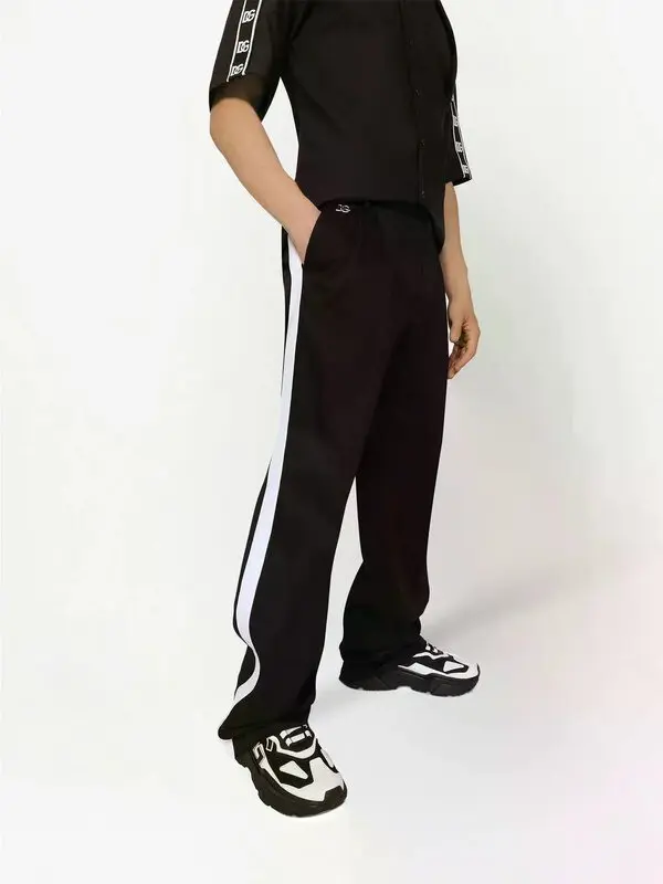 Dolce & Gabbana Stretch-cotton Trousers With Dg Patch