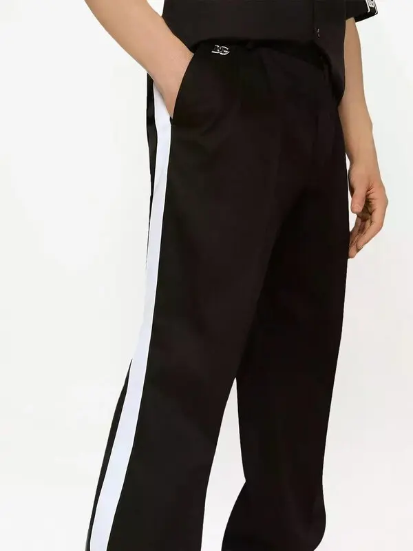 Dolce & Gabbana Stretch-cotton Trousers With Dg Patch