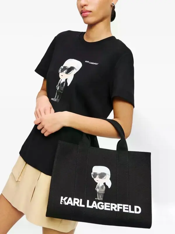 Karl Lagerfeld Ikon Aquarelle Canvas Tote Bag
