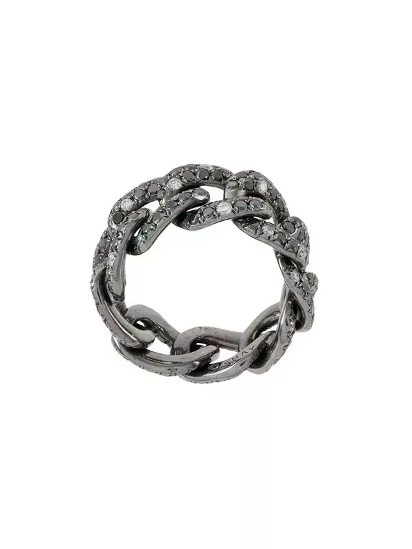 Shay 18kt Gold Twinkle Diamond Jumbo Link Ring - Black
