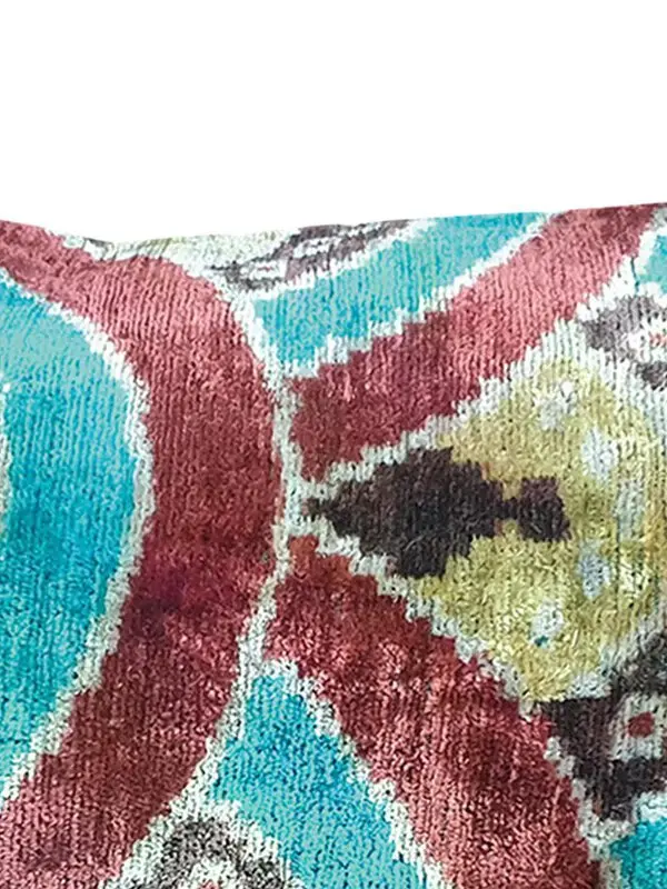 LES-OTTOMANS Jacquard Silk Velvet-blend Cushion - Red
