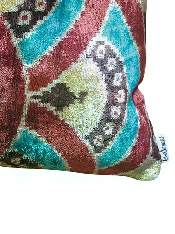 LES-OTTOMANS Jacquard Silk Velvet-blend Cushion - Red