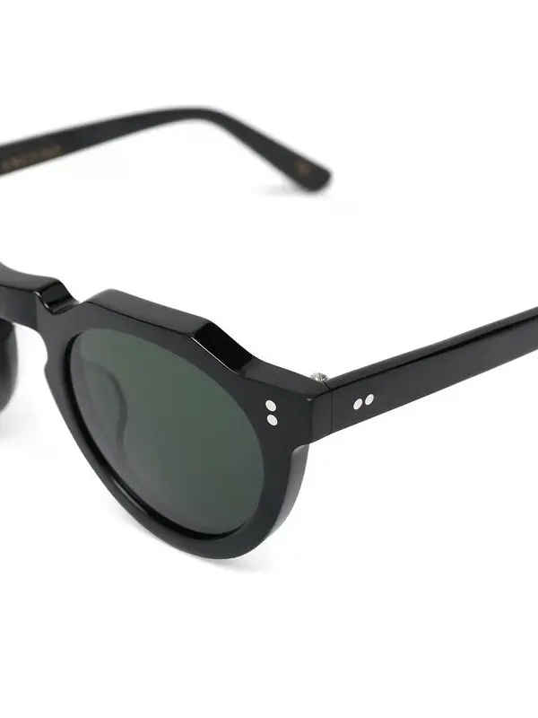 LESCA Round Frame Sunglasses - Black