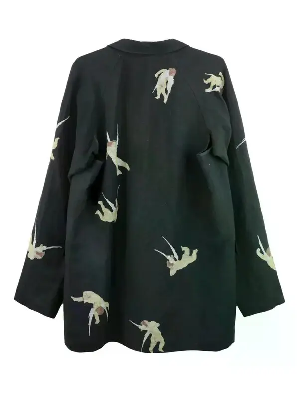 Yohji Yamamoto Linen Blend Angel Print Single-breasted Blazer