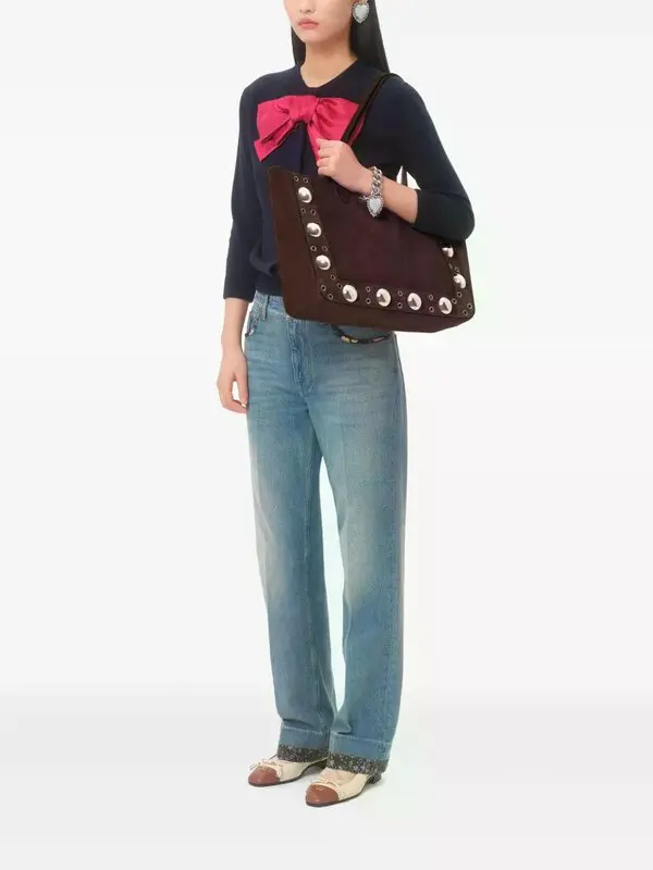 Valentino Garavani Nellcôte Suede Tote Bag With Stud Embellishments - Brown