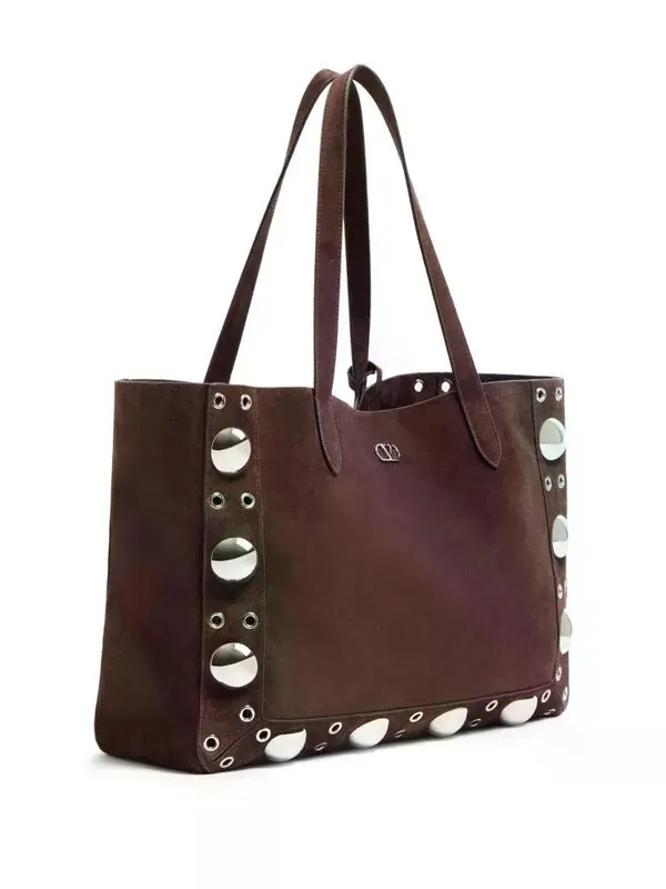 Valentino Garavani Nellcôte Suede Tote Bag With Stud Embellishments - Brown