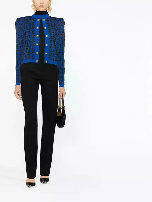 Balmain Monogram Jacquard Cropped Jacket