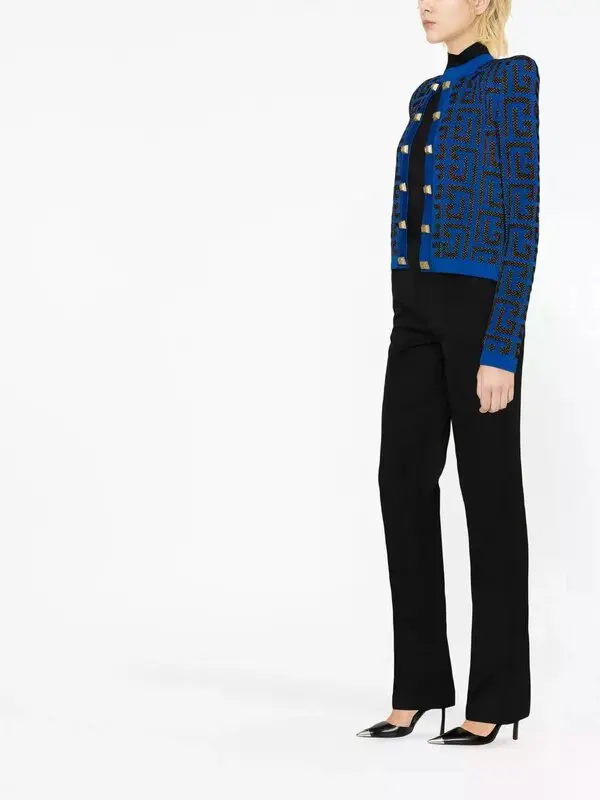 Balmain Monogram Jacquard Cropped Jacket