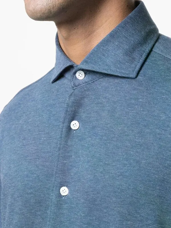ORIAN Spread Collar Piqué Shirt
