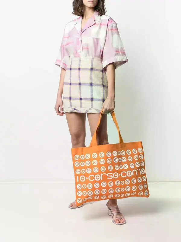 10 CORSO COMO Spiral Logo Print Tote Bag - Orange