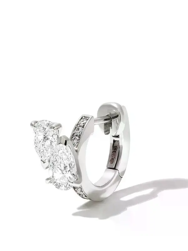 REPOSSI 18kt White Gold Serti Diamond Huggie Earring - Silver