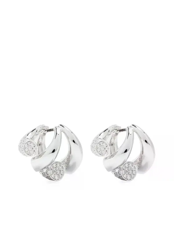 TABAYER 18kt White Gold Oera Diamond Hoop Earrings - Silver