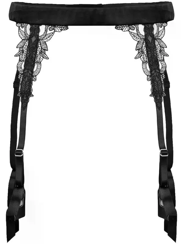 FLEUR OF ENGLAND Onyx Suspenders - Black