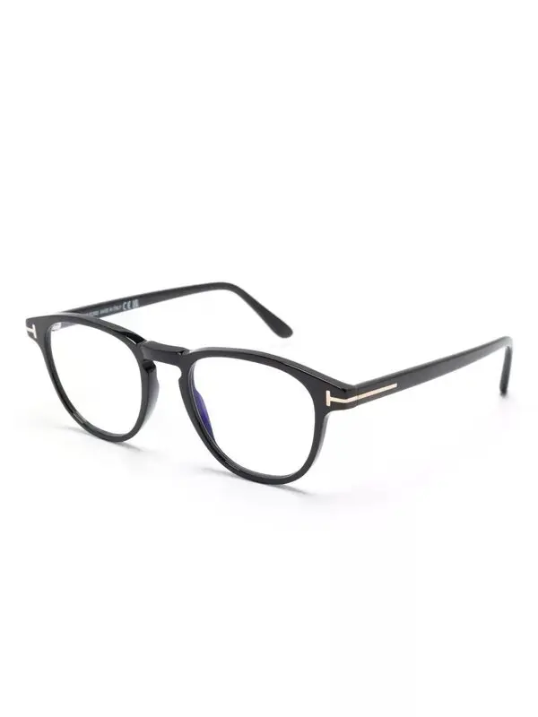 TOM FORD Logo-plaque Square-frame Glasses - Black