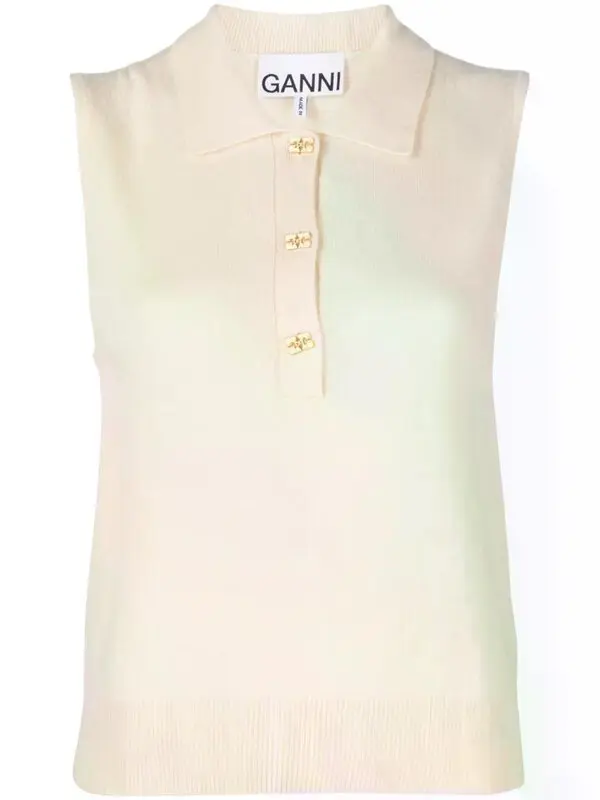 GANNI Logo-buttons Knitted Vest
