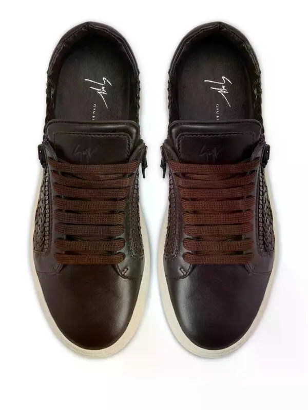 GIUSEPPE ZANOTTI Double-zip Low-top Interwoven Sneakers