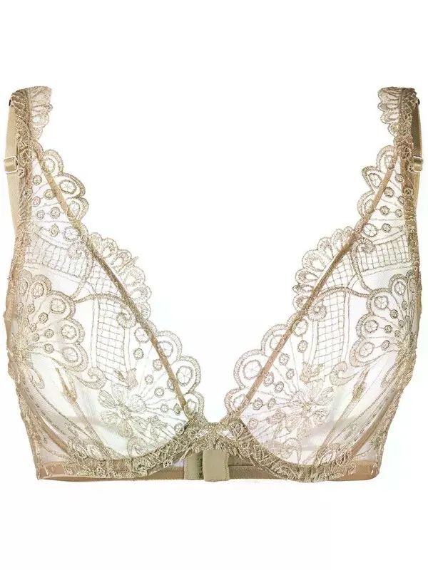 I.D. Sarrieri Christmas Sheer Lace Bra - Neutrals