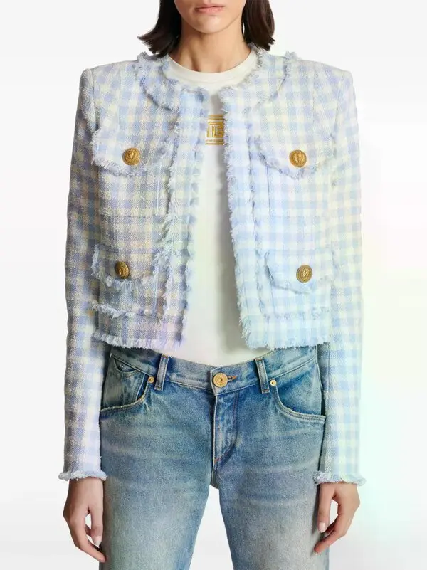 Balmain Gingham Tweed Jacket