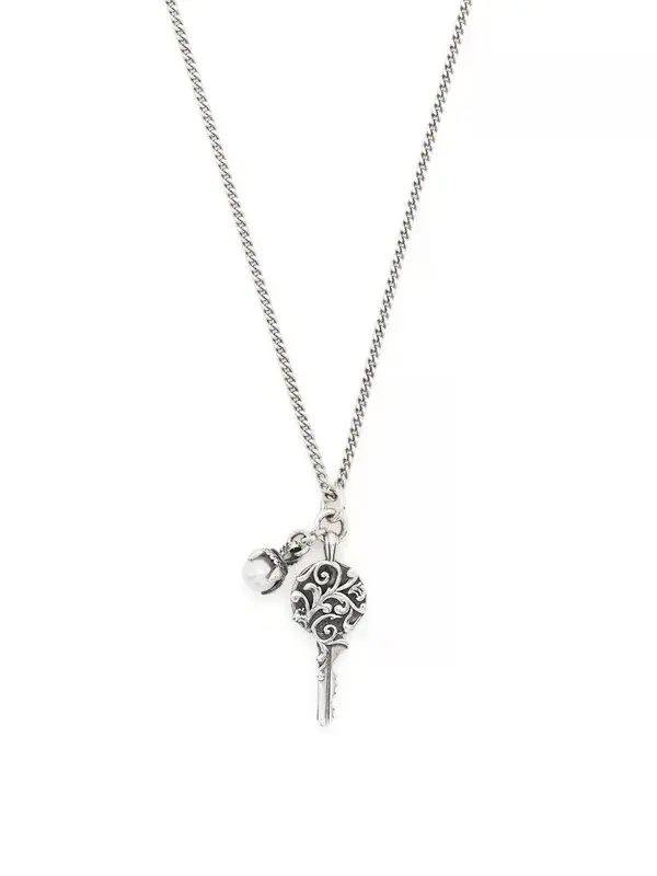 Emanuele Bicocchi Arabesque Key And Pearl-pendant Necklace - Silver