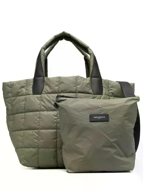 VEECOLLECTIVE Quilted Recycled Nylon Tote Bag - Green