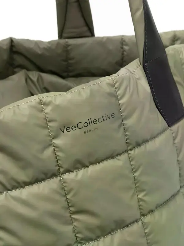 VEECOLLECTIVE Quilted Recycled Nylon Tote Bag - Green