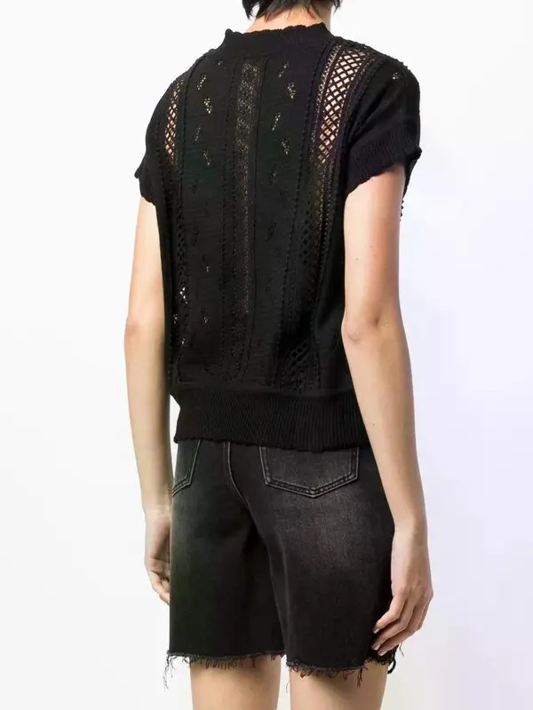 Goen.j V-neck Knitted Jumper With Embroidered Design - Black