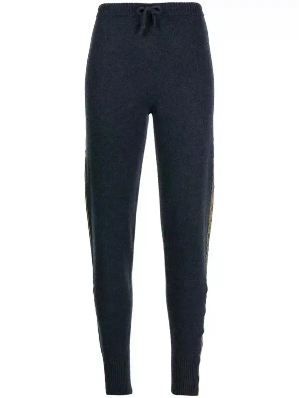 MADISON MAISON Cashmere Trousers With Side Stripe Detail - Blue