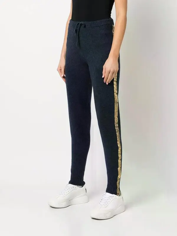 MADISON MAISON Cashmere Trousers With Side Stripe Detail - Blue