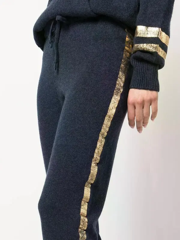 MADISON MAISON Cashmere Trousers With Side Stripe Detail - Blue