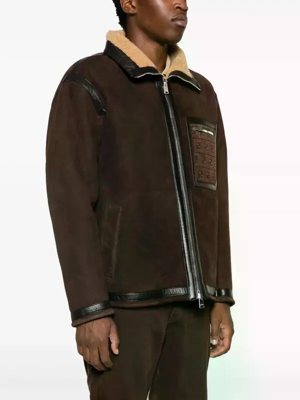 Fendi Logo-embossed Shearling Jacket