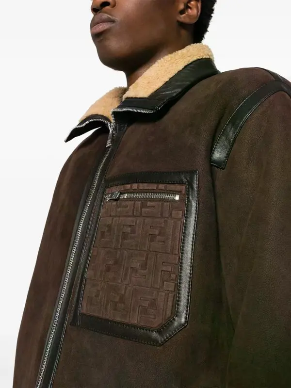Fendi Logo-embossed Shearling Jacket