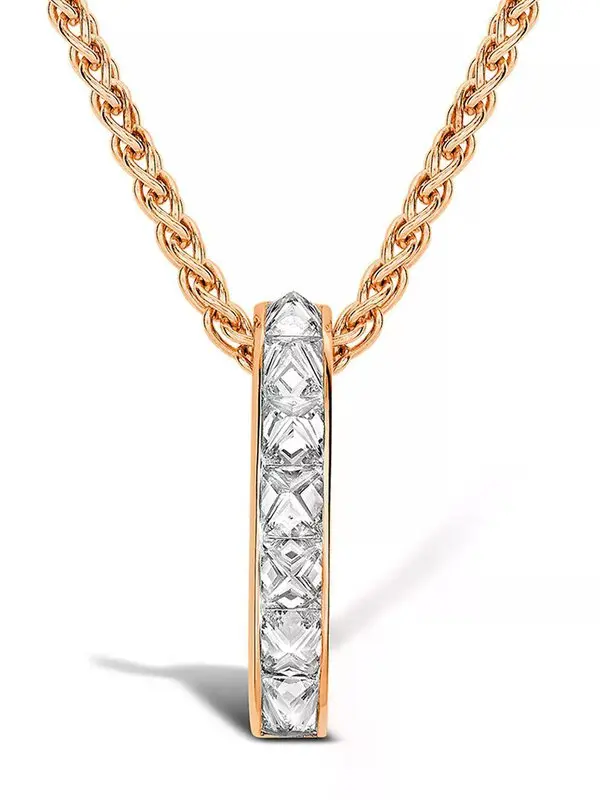 PRAGNELL 18kt Rose Gold Diamond Bar Rockchic Pendant - Pink